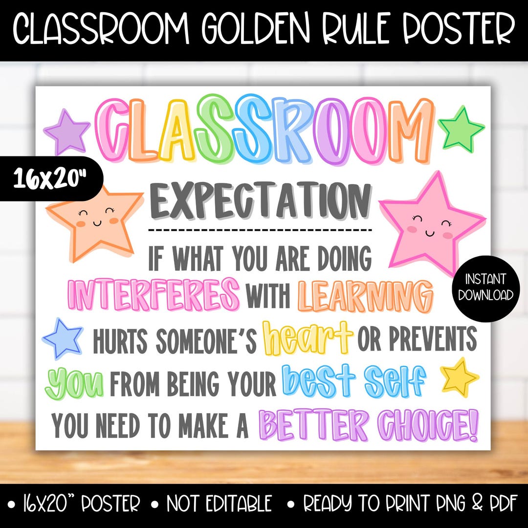 Pastel Classroom Expectation Rule Poster, Class Golden Rule ...