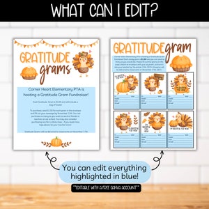 PTA PTO Gratitude Gram Fundraiser Flyer Template, School Fundraiser ...