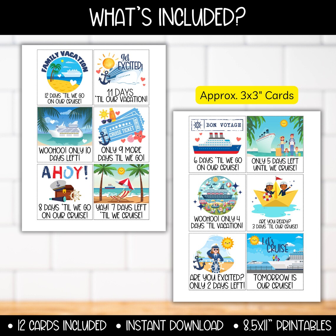 Lunch Box Notes Cruise Vacation Countdown Printable for Kids, Lunchbox ...