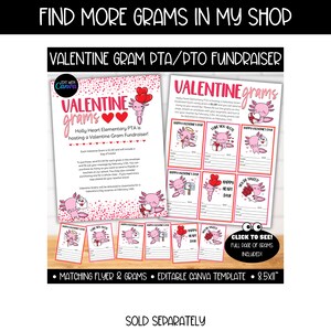 Valentines Day Candy Gram Fundraiser Flyer Forms Tag Template PTA PTO ...
