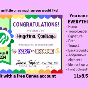 Girl Scout Bridging Certificates Girl Scout Bridging Ceremony Daisy ...