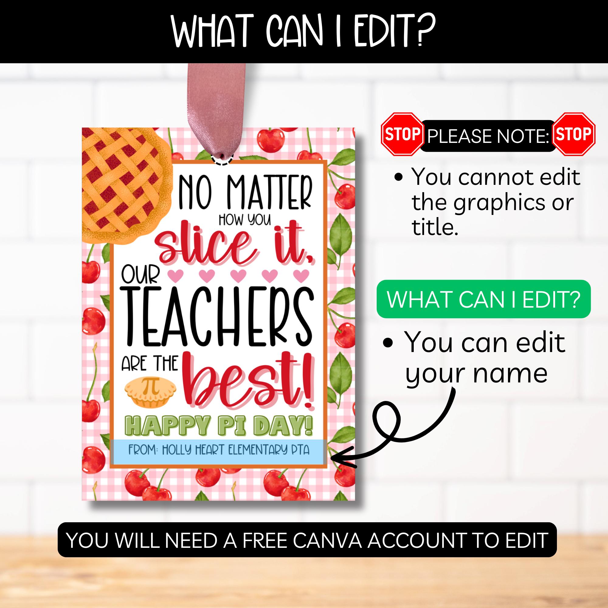 Pi Day Teacher Staff Pie Appreciation Gift Printable Tags, No Matter ...