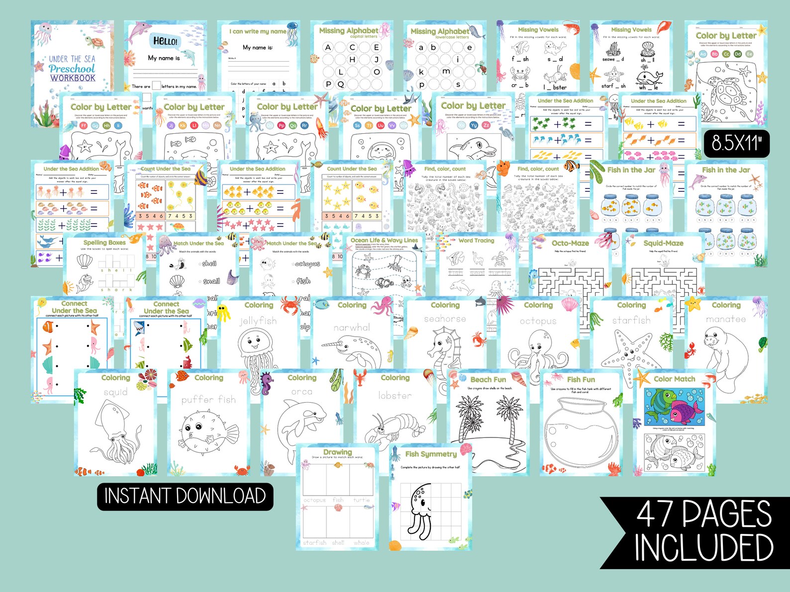 Toddler Ocean Busy Book | Preschool Curriculum ABC Math Counting ...