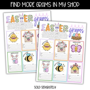 PTA PTO Spring Candy Grams Template Fundraiser, Bunny Grams, Easter ...
