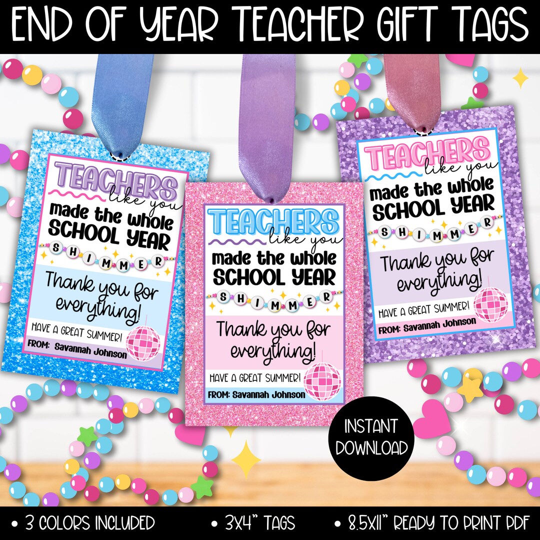 Teacher End of School Year Gift Tags, Pop Star Teachers Made the Whole ...