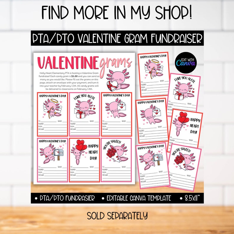 Valentine's Day Candy Gram Pink Red Heart Lollipop Editable Fundraiser ...