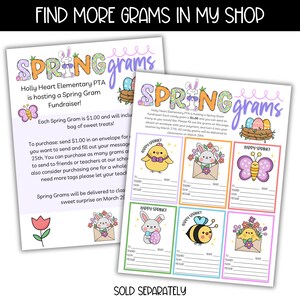 PTA PTO Easter Candy Grams Template Fundraiser, Bunny Grams, Spring ...