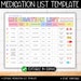 Medication Supplement List Tracker Log Chart Printable Template ...