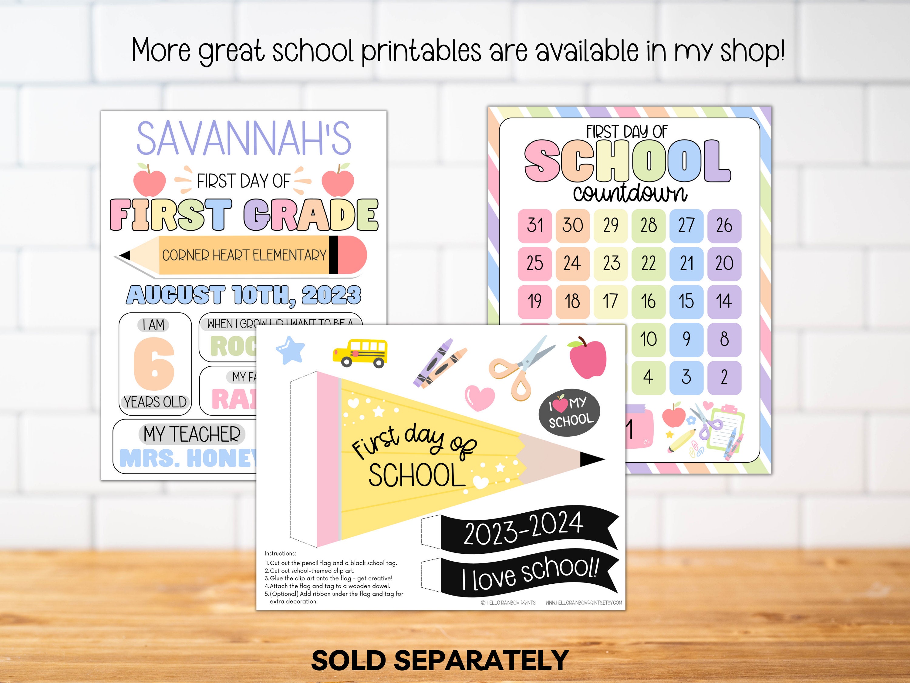 First Day of School Countdown for Kids Printable PDF - Etsy