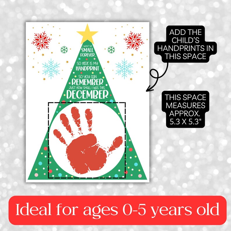 Christmas Tree Poem Handprint Craft Art Printable, DIY Holiday Xmas ...