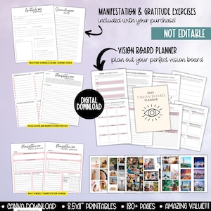 2025 Vision Board Party Kit Supplies Women Printable, Manifest New Year ...