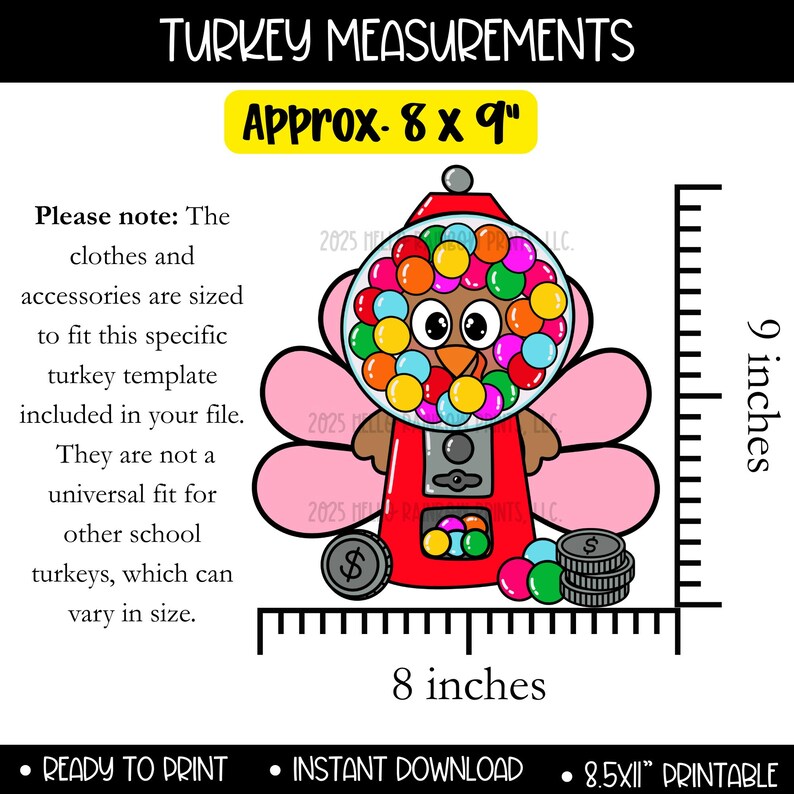 Gumball Machine Turkey Disguise Printable, Thanksgiving Gum Turkey in ...