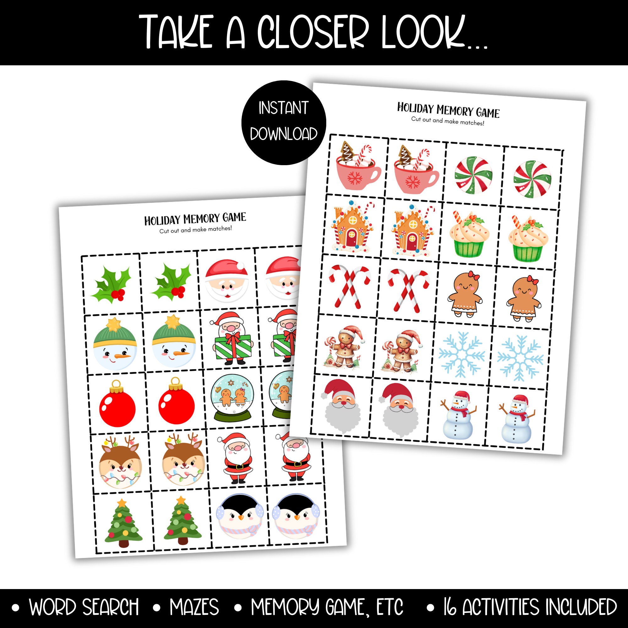 Printable Christmas Party Family Game Bundle Activity, Holiday ...
