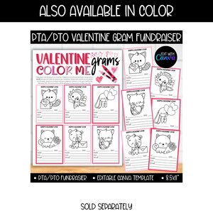 Valentine's Day Coloring Candy Gram Fundraiser Flyer Forms Tag Template ...