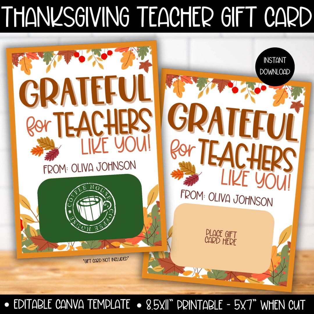 Thanksgiving Teacher Personalized Gift Card Holder, Thanks Giving ...