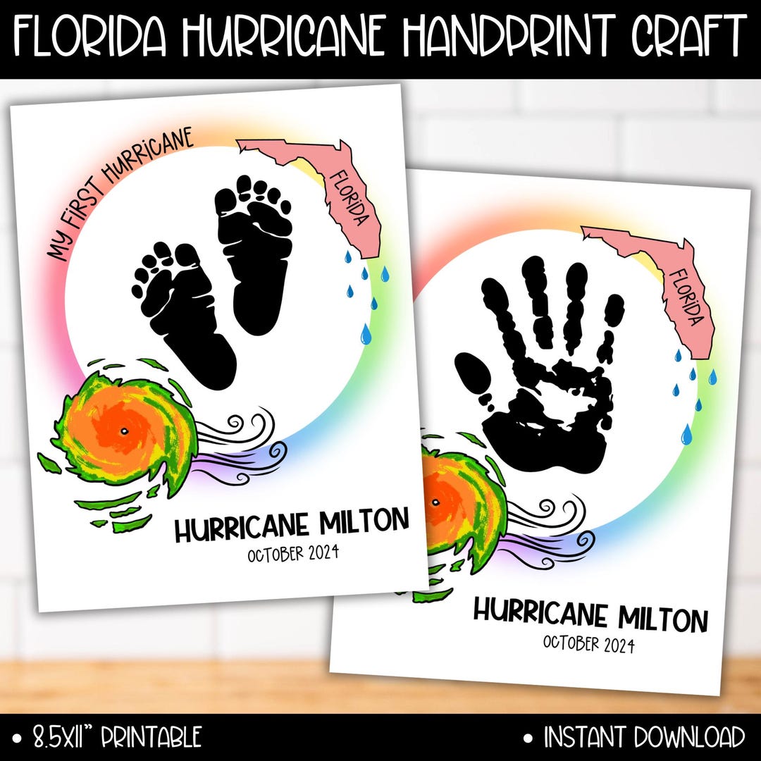 2024 Hurricane Milton Handprint Footprint Toddler Baby Printable Art ...