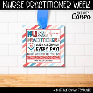 Nurse Practitioner Appreciation Week Editable Gift Tag, Thank You Gifts for Emergency Pediatric ...