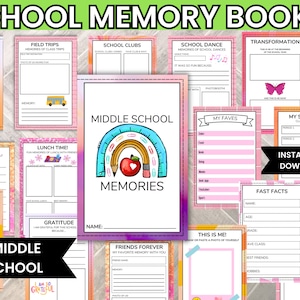 Middle School Memory Journal | INSTANT DOWNLOAD Printable 8th Grade ...
