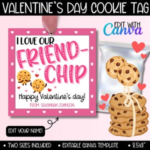 Valentine's Day Chocolate Chip Cookie Treat Goodie Tags Kids, Pink Boys ...