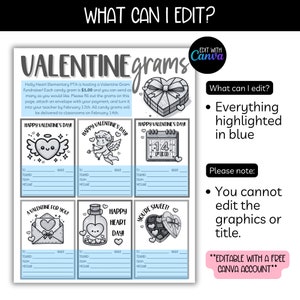 Valentines Day Candy Gram Fundraiser Flyer Forms Tag Template PTA PTO ...
