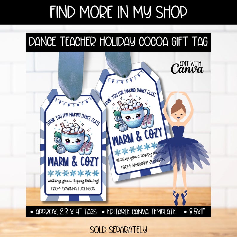 Easy Teacher Christmas Gift Card Holder, Editable Holiday Dance Ballet ...
