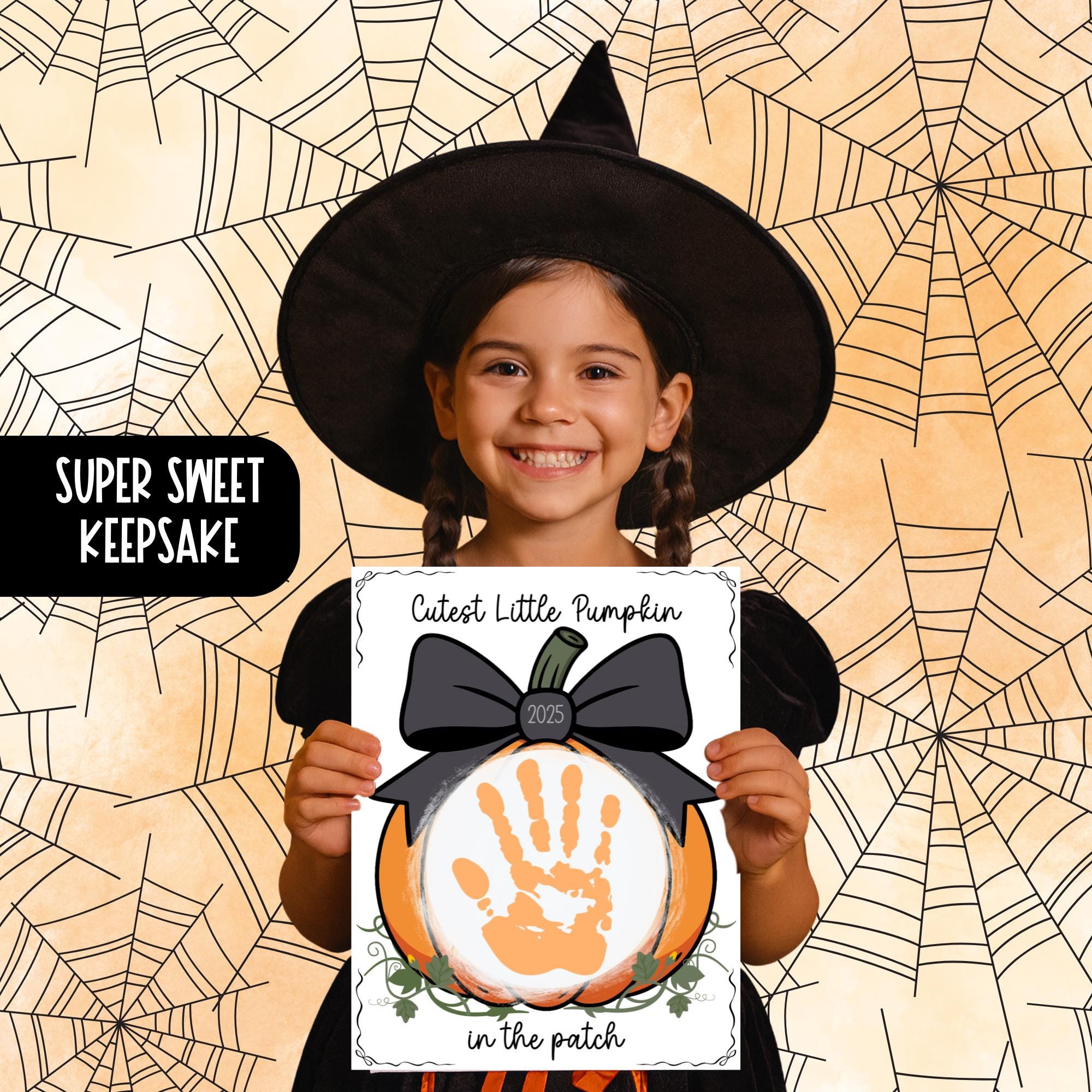 Pumpkin Patch Fall Handprint Craft Printable 2025, Halloween Bow ...