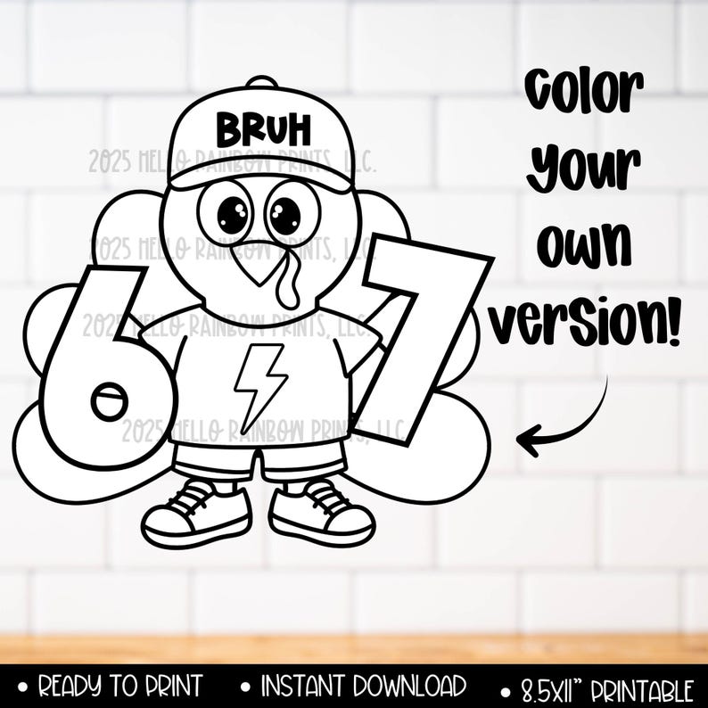 67 Bruh Six Seven Turkey Disguise Costume Craft Kit, Boys Thanksgiving ...