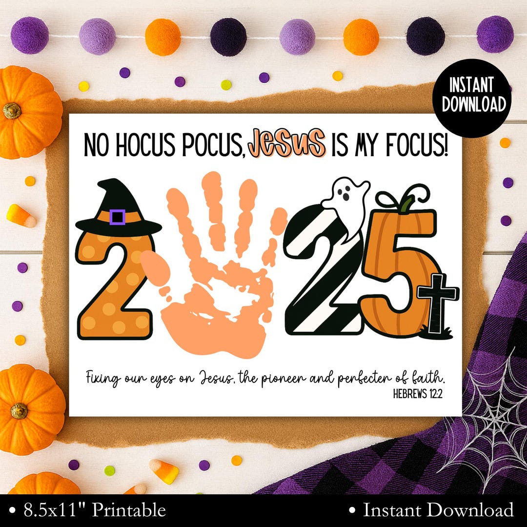 Christian Pumpkin Halloween Jesus Handprint Craft, Fall Church Bible ...