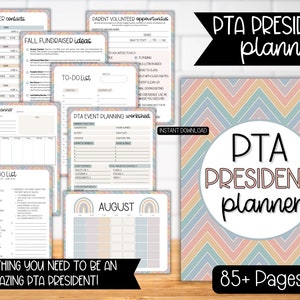 PTA President Planner Binder Printable Calendar Sign-in Budget ...