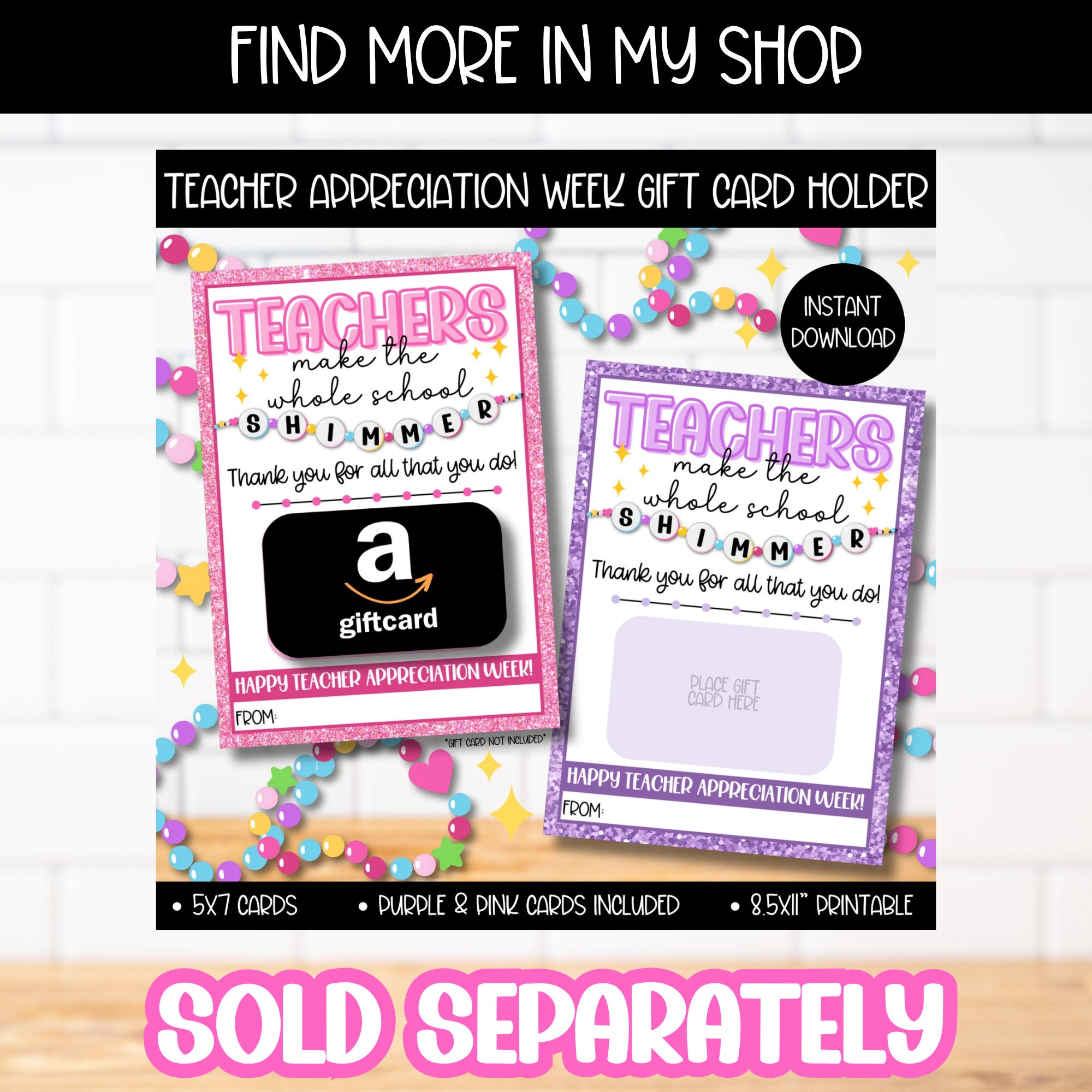 Teacher End of School Year Gift Card Holder, Pop Star Theme Teacher ...