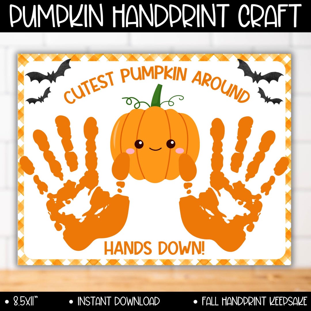 Halloween Pumpkin Handprint Craft, Autumn Crafts for Kids, Toddler ...