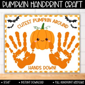 Halloween Pumpkin Handprint Craft, Autumn Crafts for Kids, Toddler ...