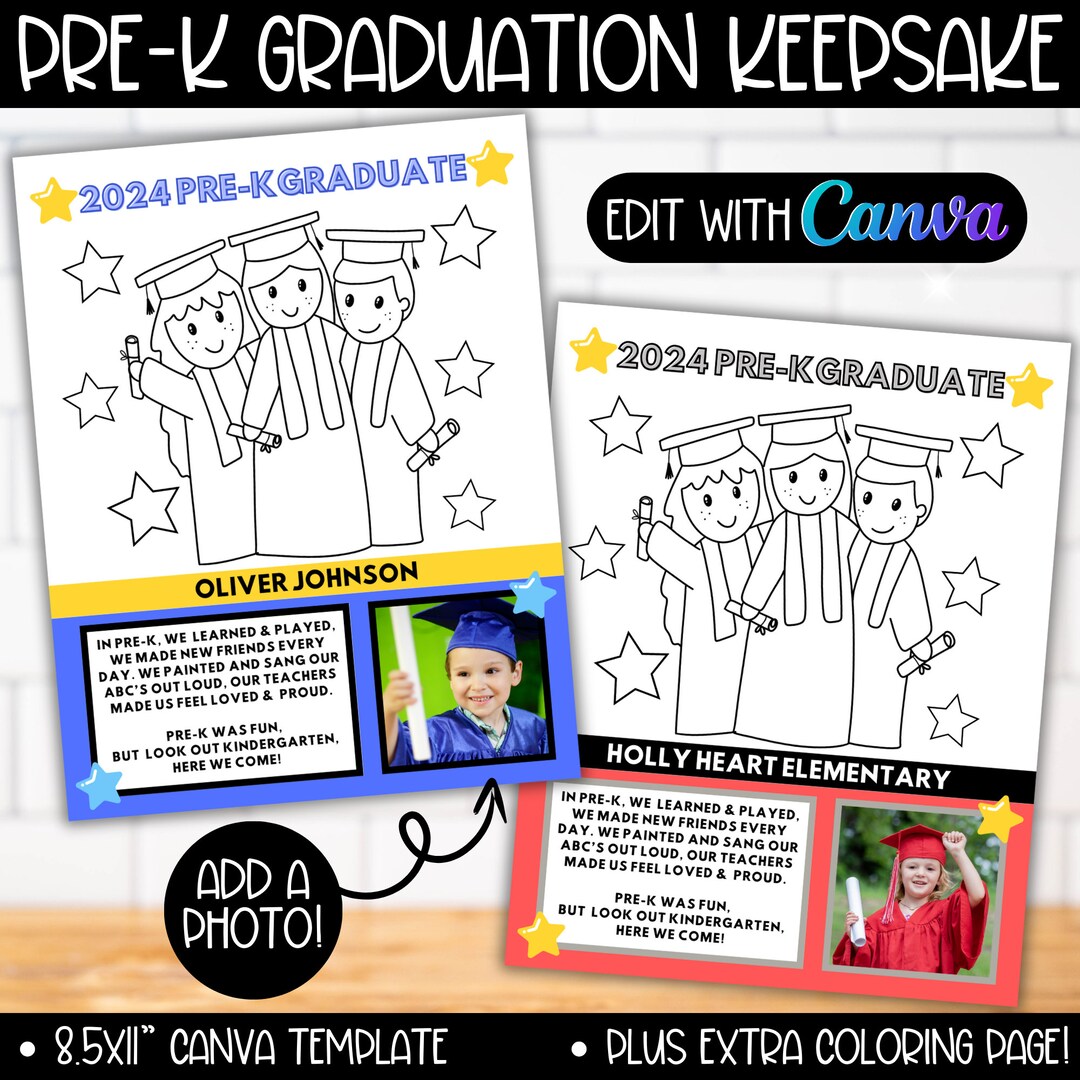 Pre-k Graduation Poem Parent Keepsake With Photo Template, Pre ...