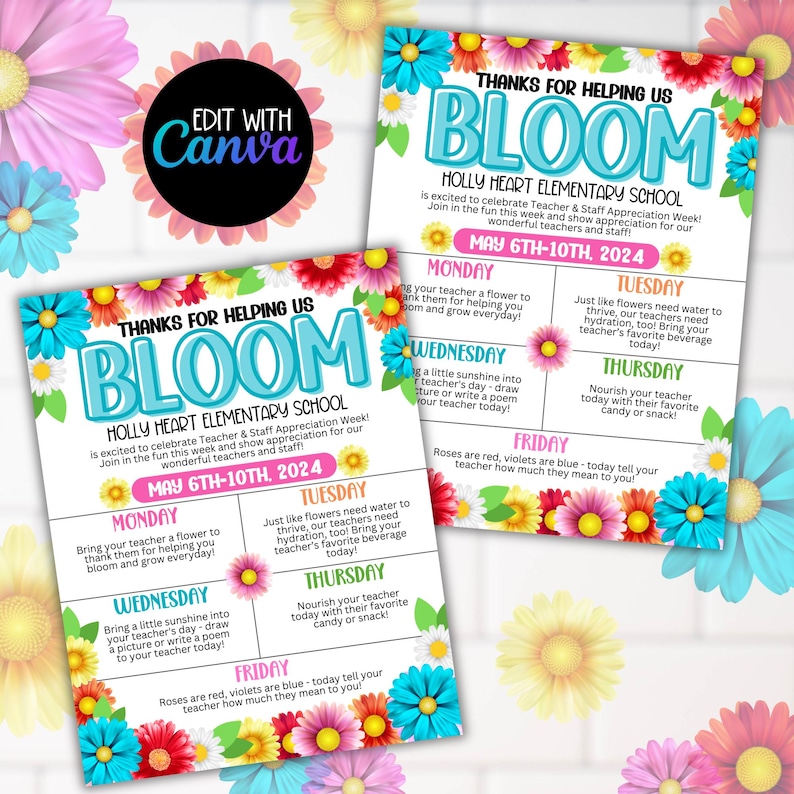 Teacher Staff Appreciation Week Floral Theme Flyer, Teachers ...