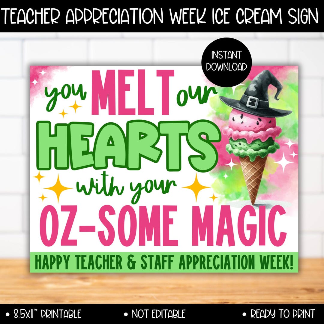 Wicked Ice Cream Bar Teacher Staff Appreciation Week Theme Poster Sign ...