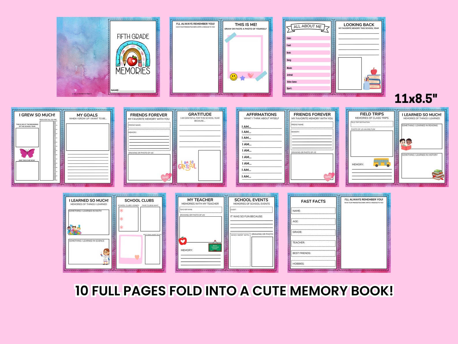 Fifth Grade Memory Journal | 5th Grade Memory Book | Elementary School ...