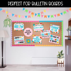 Bloom Flower Teacher Appreciation Week Theme Poster Sign Bundle, Floral ...