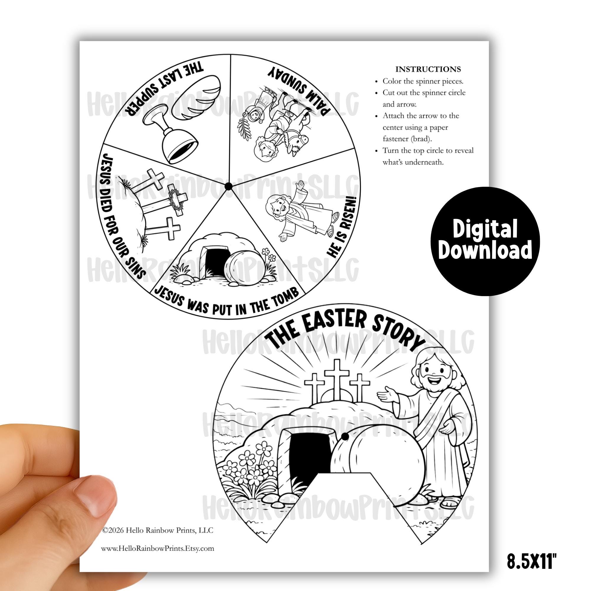 Easter Story Spinner Craft Printable, Bible Faith-based Activity Wheel ...
