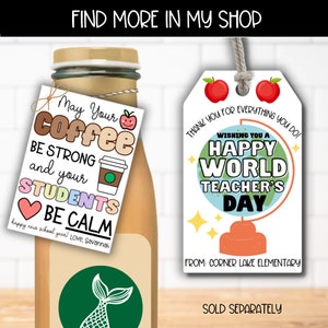 World Teacher's Day Gift Tag, Teacher Appreciation Thank You Gift Tags ...