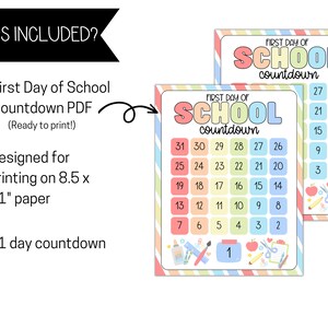 First Day of School Countdown for Kids Printable PDF Countdown to Back ...
