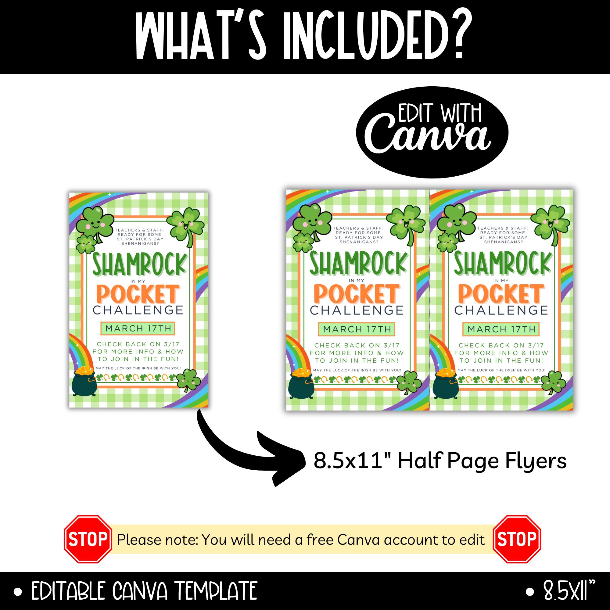 St. Patrick's Day Shamrock in My Pocket Game Flyer Bundle, Leprechaun ...