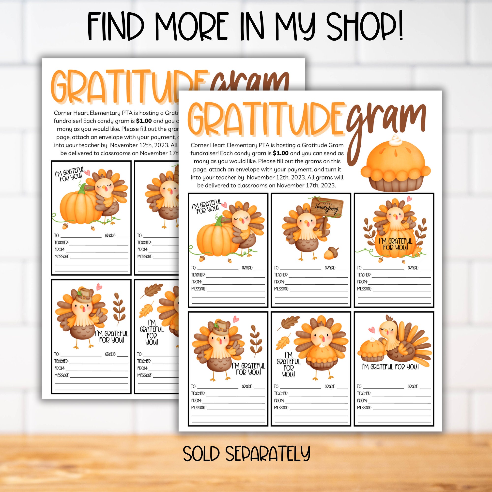 PTA PTO Gratitude Gram Fundraiser Flyer Template, School Fundraiser ...