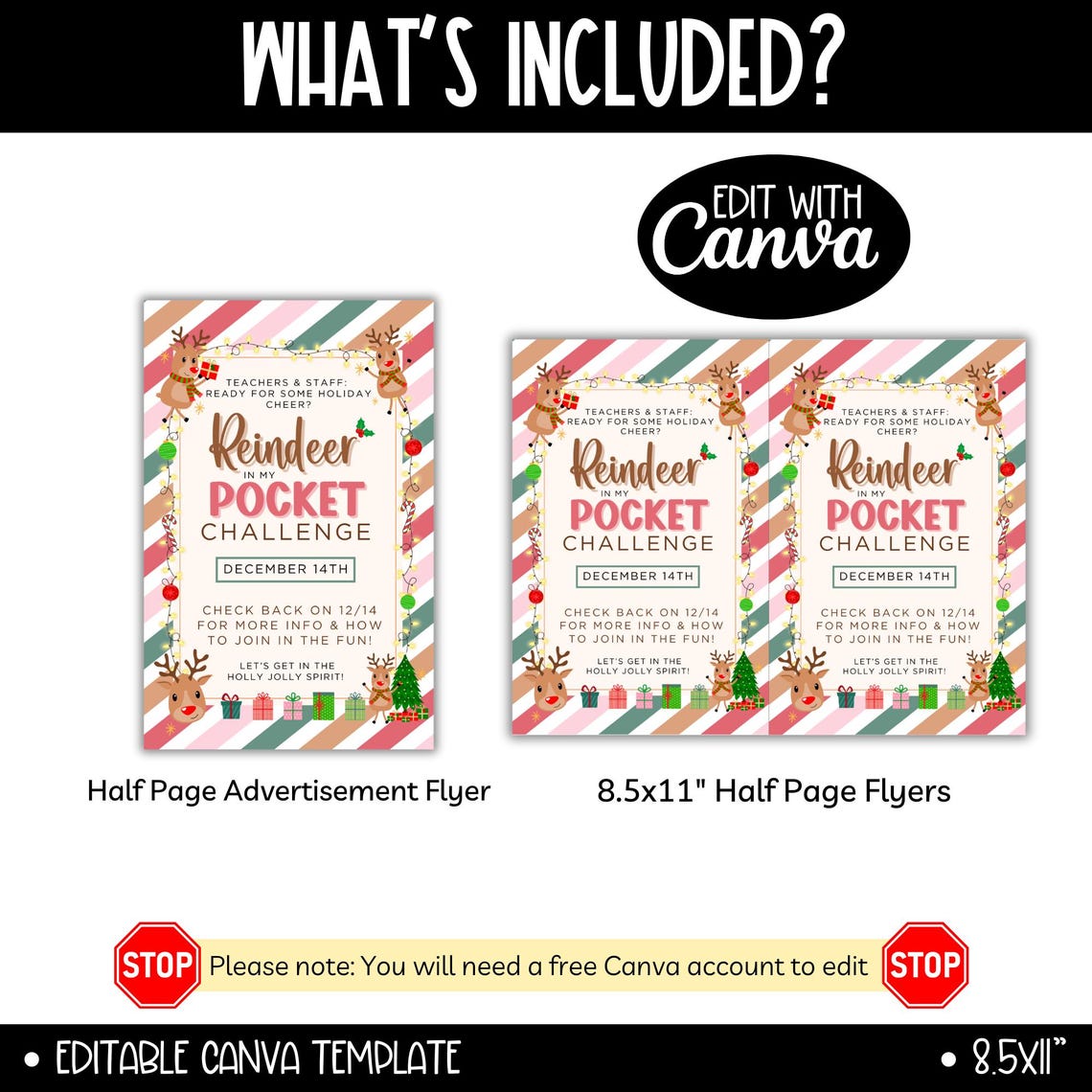 Holiday Christmas Teacher Appreciation Flyer Template, Santa Reindeer ...