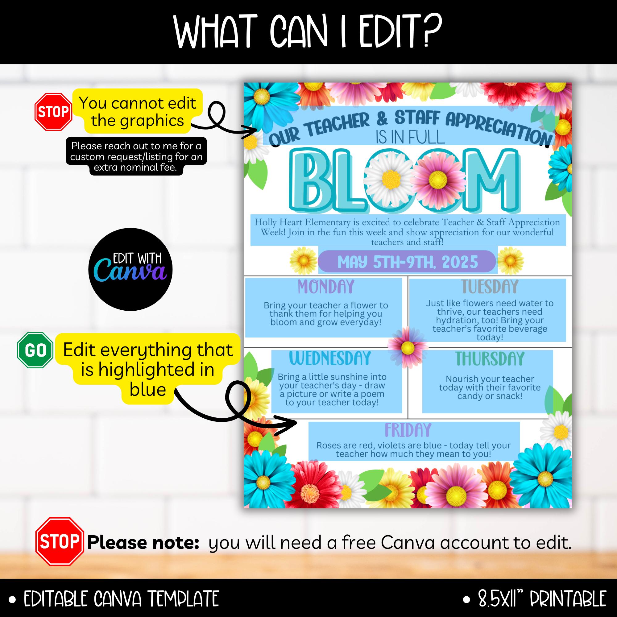 Teacher Staff Appreciation Week Floral Theme Flyer, Teachers ...