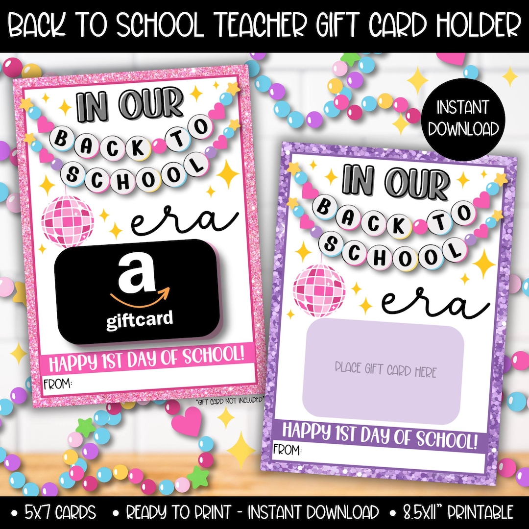Back to School Teacher Girly Gift Card Holder Printable, Pop Star 1st ...