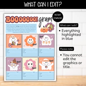 Halloween Boo Candy Gram Fundraiser Flyer Tags, Boo Bag PTA PTO Flyers ...