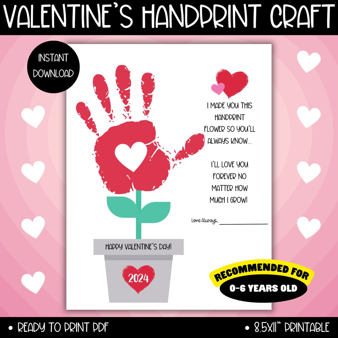 2024 Valentine's Day Handprint Craft Valentine Activities Printables ...