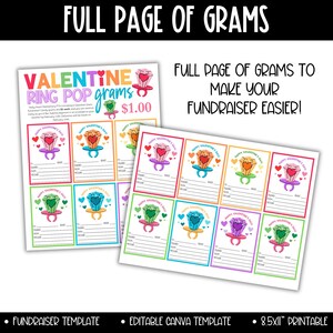 Valentine's Day Ring Pop Gram School Fundraiser Gift Tag Flyer ...
