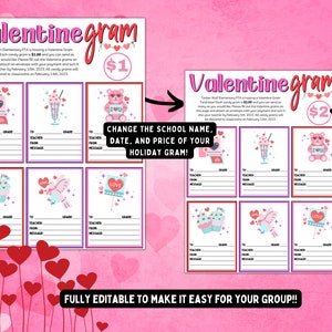 PTA PTO Valentine's Day Candy Gram School Fundraiser Flyer Template ...