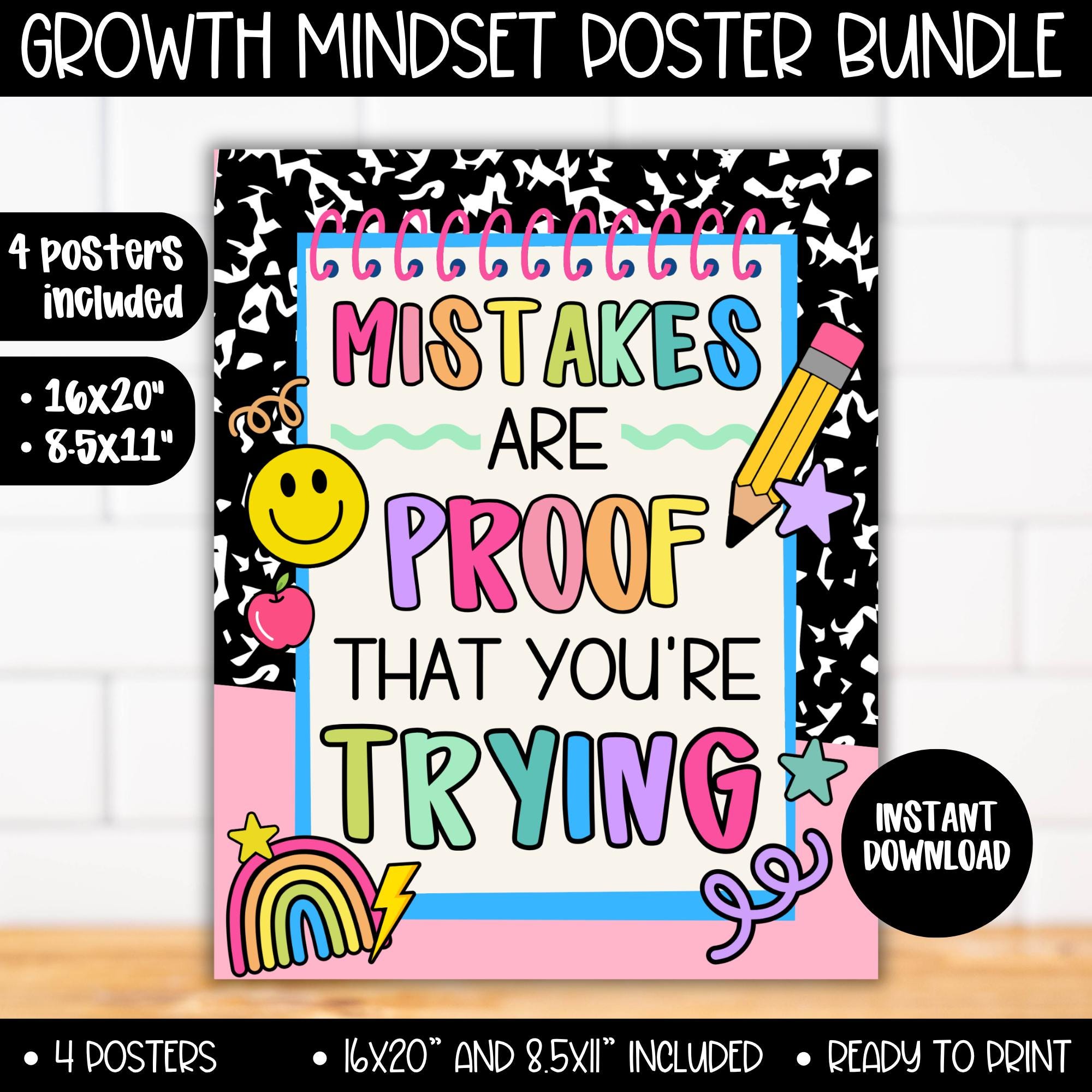 Mistakes Poster, Bright Class Theme, Bold Brights Figureoutable Mindset ...
